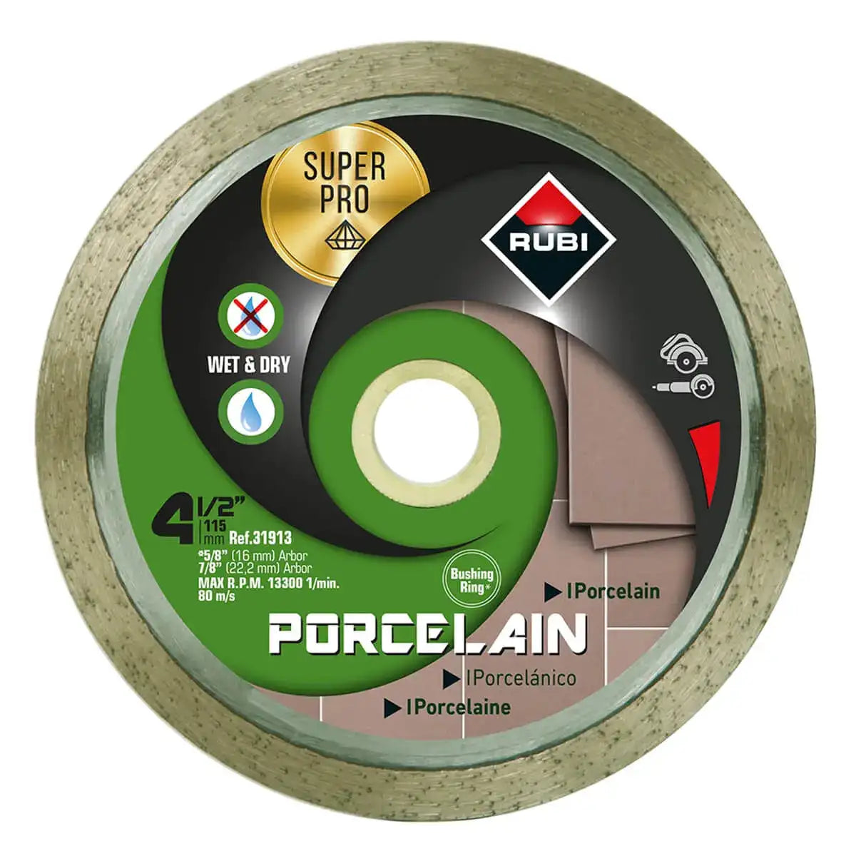 Rubi 4-1/2" Premium Porcelain dry diamond blade