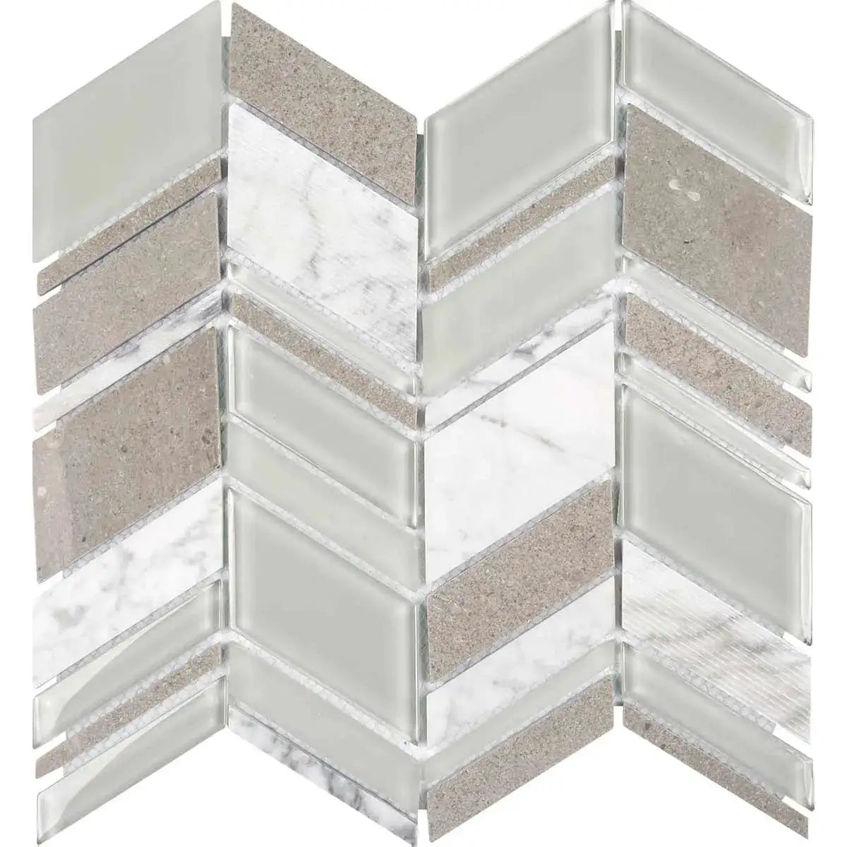 Interceramic Gray Mosaic Glass Chevron Pattern | Contractors Direct