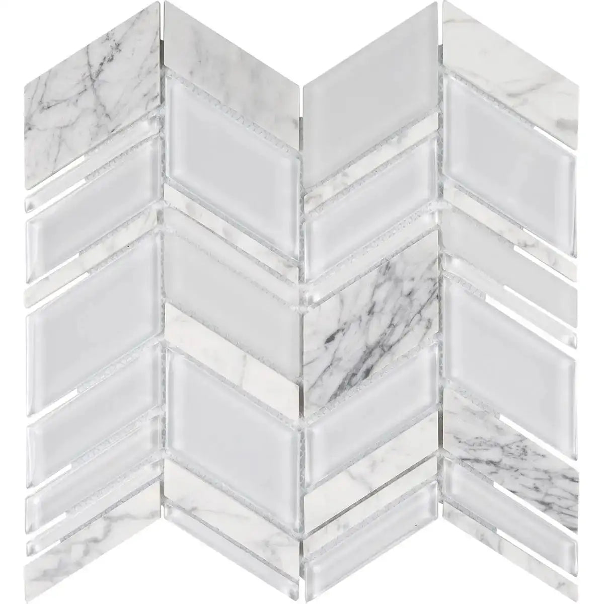Interceramic White Mosaic Tile Chevron Pattern | Contractors Direct